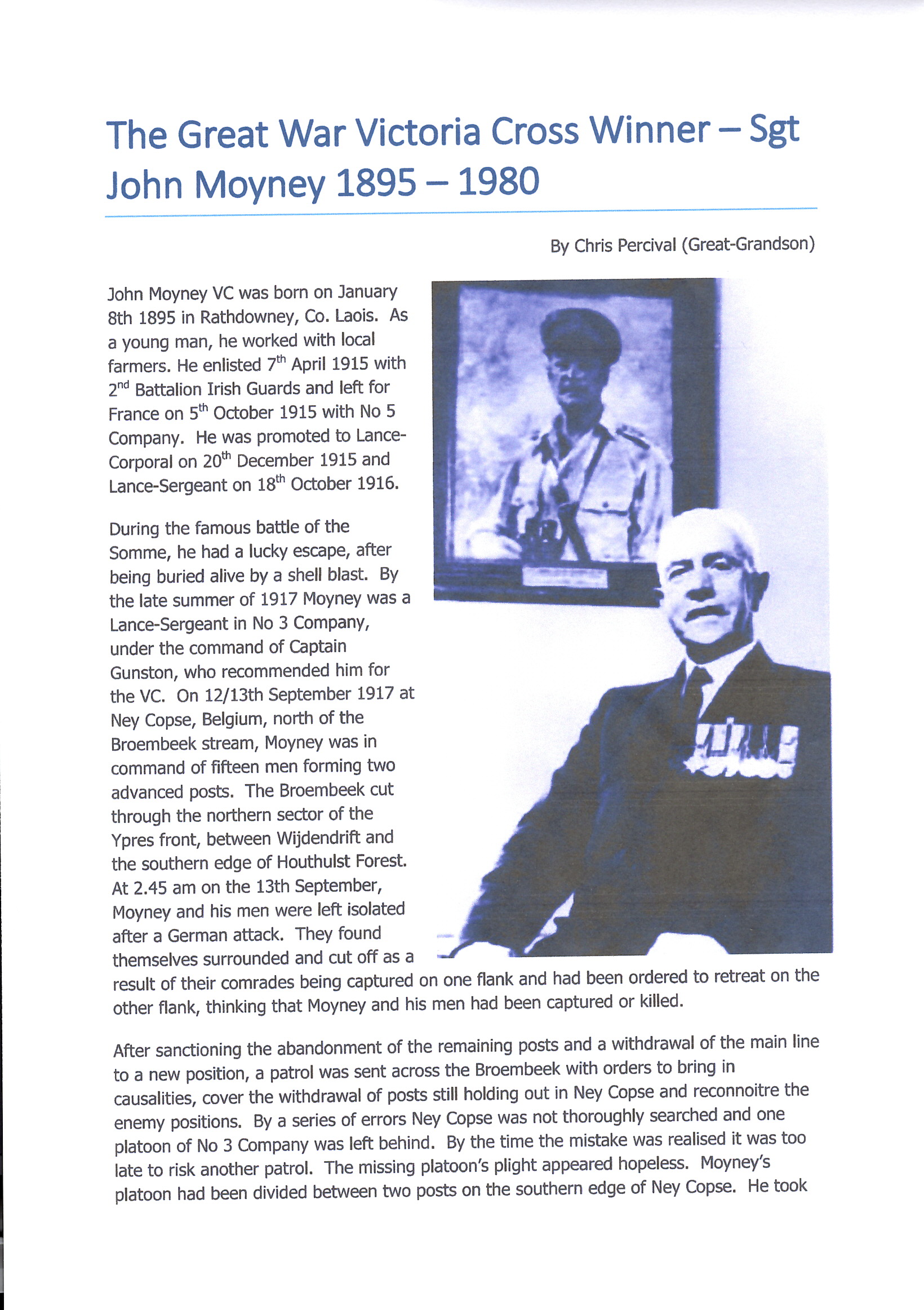 John Moyney VC – Sun of the Croft Poetry & Writing